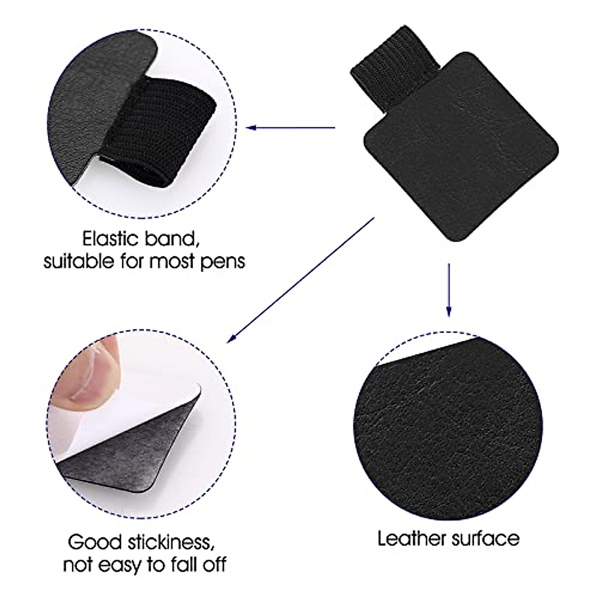 cobee Pen Loop, 10pcs Self-adhesive Pen Holder Elastic Band Pencil Elastic Loop Leather Pen Loop Holders Notebook Pen Holder Strong Adhesive Pen Rings Muti Color Pen Loop Holders for Notebooks