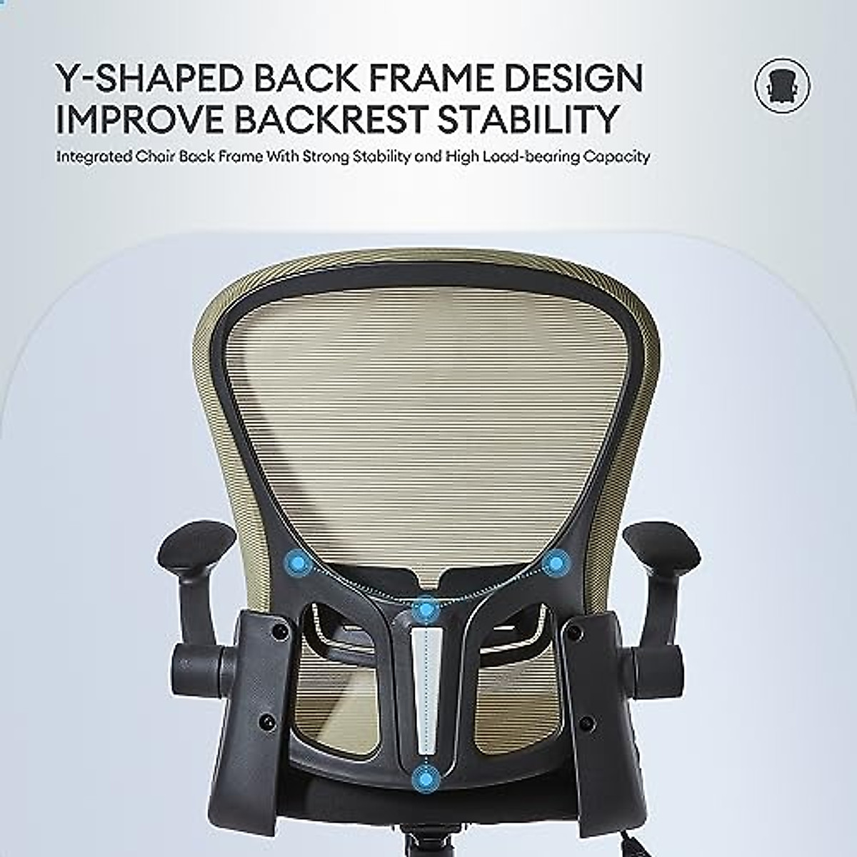 Office Chair, Breathable Mesh Desk Chair, Comfortable Ergonomic Computer Chair with Thick Cushion, Adjustable Lumbar Support and 90° Flip Up Armrest (Yellow)
