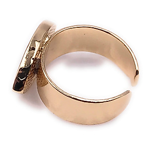 LESLIE BOULES 18K Gold Plated Evil Eye Enamel Ring Adjustable for Women