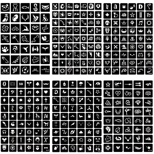 761pcs Temporary Tattoo Stencils for Kids, 20 Sheets Face Body Paint Henna Stencils Kit, Girls Boys Glitter Tattoo Stencils for Kids School Show Birthdays Halloween Christmas Party Favor Supplies