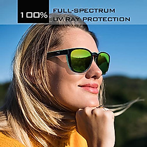 KastKing Tazlina Polarized Sport Sunglasses for Men and Women, Gloss Black Seafoam Frame, Brown - Chartreuse Mirror