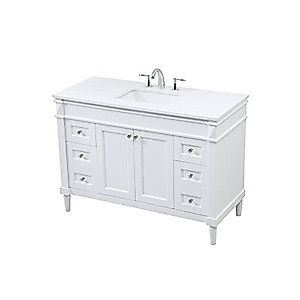 Elegant Decor Indoor Modern Under Sink Bathroom Fixtures Storage Organizer Cabinet 48 inch Single Bathroom Vanity - White