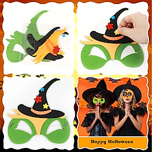 Qyeahkj 16 Packs Halloween Monster Felt Mask Craft for Kids, Monster Foam Craft Crafts for Kids Ages 3-5, 4-8, 8-10, Felt Halloween Craft Mask Kit for Home Party Activity