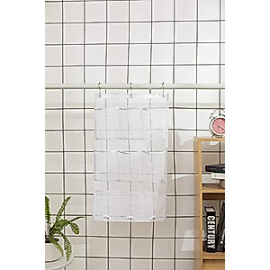 ALYER 9 Pockets Big Mesh Shower Caddy Hanging Bathroom Storage Organizer with 3 Rings (White)