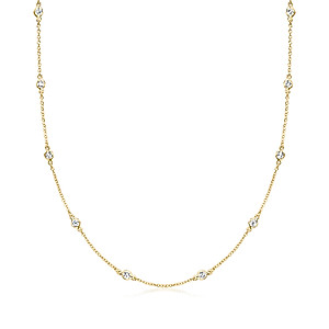Ross-Simons 1.70 ct. t.w. Bezel-Set CZ Station Necklace in 18kt Gold Over Sterling. 24 inches