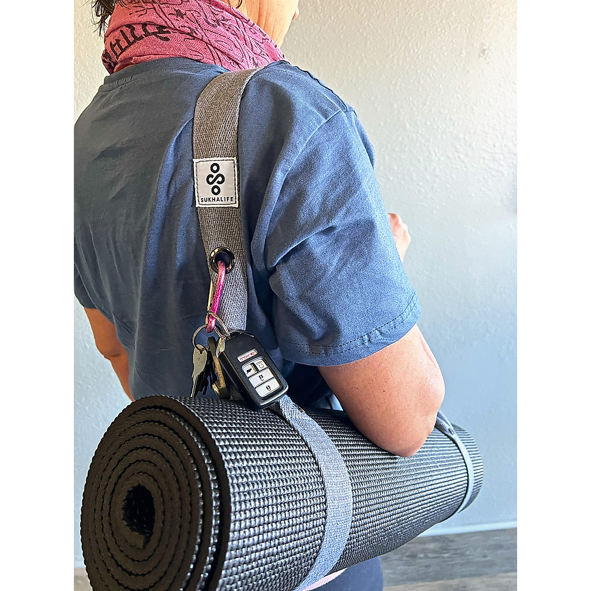 SukhaMat - Yoga Mat Carry Strap, Extra-Durable & Comfortable | Multi-Purpose Strap for Your Yoga Mat (Grey)