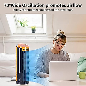 WESTTREE Tower Fan, Oscillating Fan with Remote Control,Portable Small Desk Fan Oscillating Fan for Indoors with 3 Speed,3 Mode,12H Timer, Personal Quiet Cooling Floor Fan Tower Fan for Bedroom Office
