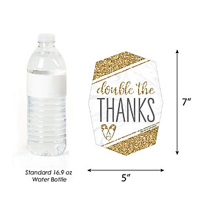 Big Dot of Happiness It's Twins - Gold Baby Shower Thank You Note Cards with Envelopes - Set of 12