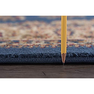 Fiona Traditional Oriental Navy Round Area Rug, 5' Round