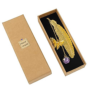 PDCTACST Metal Butterfly Feather Bookmark, Birthday Gifts Christmas Teacher Appreciation Gifts Women Teachers & Mothers Day Butterfly Book Mark for Women Girls Readers Book Lover