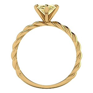 Clara Pucci 2ct Marquise Cut Solitaire Rope Knot Yellow Simulated Diamond Engagement Promise Anniversary Ring 18K yellow Gold 6.75
