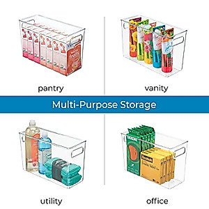 iDesign Plastic Stackable Kitchen Organizer Bin with Easy to Grip Integrated Handles for Kitchen, Fridge, Freezer, Pantry and Cabinet Organization, The Linus Collection – 12" x 5" x 7.75", Clear
