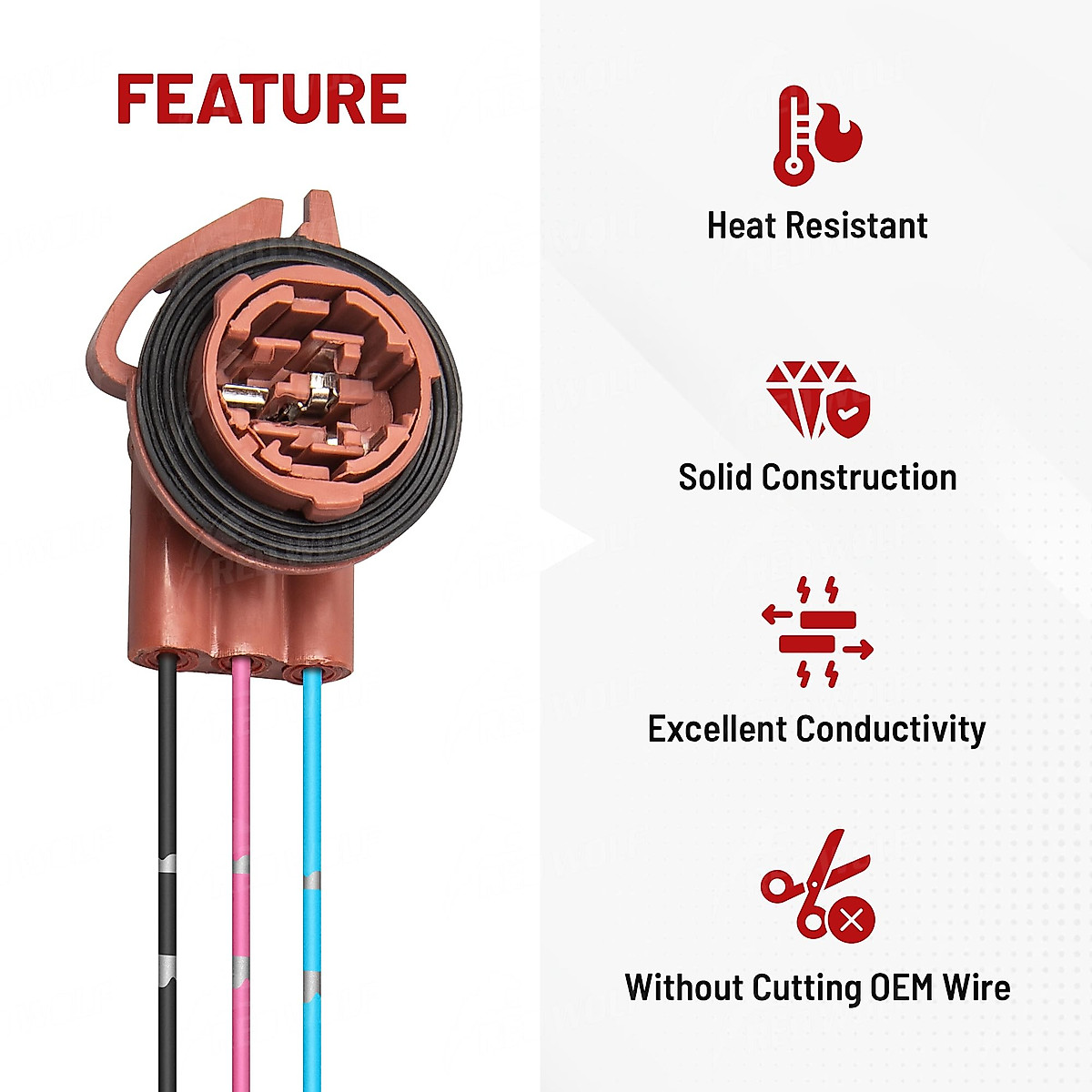 RED WOLF 3157 3156 Pre-Wired Harness Socket Adapter Pigtail Connector Plug Compatible with GM GMC Chevy Buick Cadillac 1997-2007 for Parking/Signal/Brake Light Female Adaptor Wiring Extension