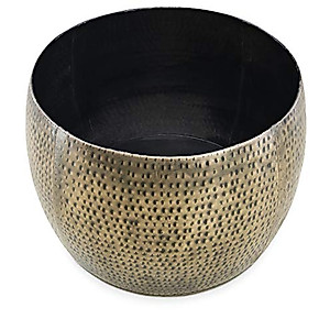 Powell Hammered Gold Drum with Natural Wood Lift Top for Storage Janice Table