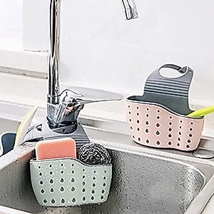 1Pcs Kitchen Accessories Utensils Organizer Adjustable Snap Sink Soap Sponge Holder Kitchen Hanging Drain Basket Kitchen Gadgets (green)