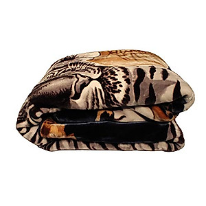 White Tiger Blanket I Korean style Mink Ultra Silky Soft Reversible Bed comforter bedspread bedding Cobias I Heavy thick weight I Perfect for Winter and Warm for all season throw(Queen, 71 Tiger Blue)