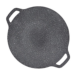 Kuuleyn Korean BBQ Grill Pan Round BBQ Griddle Nonstick Circular Frying Pan Aluminum Griddle Pan for Outdoor Camping Grilling(33cm)