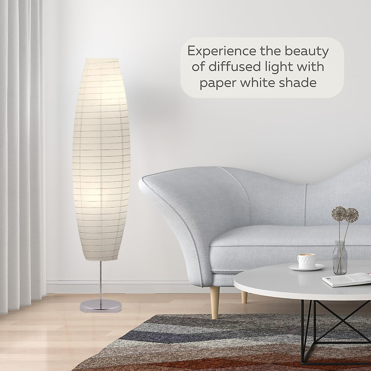 LIGHTACCENTS Diploma Paper Floor Lamp Set of 2 Paper Lamps - Rice Paper Floor Lamps - Paper Floor Lamps for Living Room Fits in Modern Room Decor 50 Inches Tall (Set of 2)