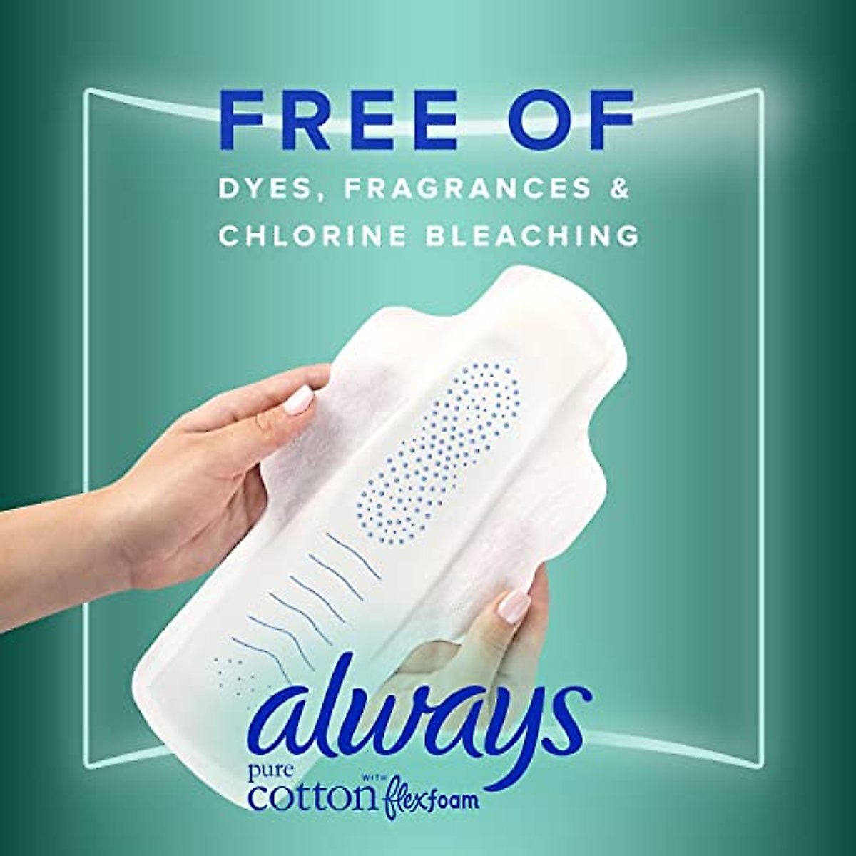 Always Pure Cotton, Feminine Pads For Women, Size 5 Extra Heavy Overnight Absorbency, Multipack, With Flexfoam, With Wings, Unscented, 18 Count x 3 Packs (54 Count total)