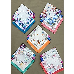 Forlisea Womens Colorful Ladies Hankies 100% Cotton Handkerchief Wendding Hanky