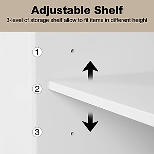 HLR Accent Wood Grain Cabinet with 2 Doors, Storage Cabinet Sideboard with Gold Metal Legs for Living Room,Entryway and Kitchen Dining Room, White