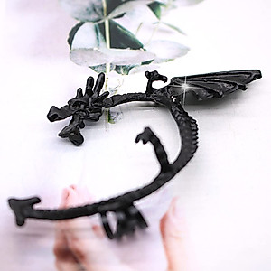 Gothic Punk Temptation Metal Dragon Bite Ear Cuff Clip Earring Retro Animal Non-Piercing Wrap Clip Earring Fashion Jewelry for Women Gift 1PC (black)