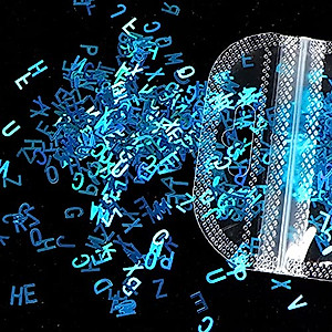 zuarfy 5 Colors Alphabet Holographic Laser- Letters Chunky Glitter Epoxy Resin Festival Chunky Letters Mixed Sequins 2g Per