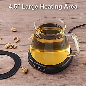 Bsigo Smart Coffee Mug Warmer & Cute Cat Glass Mug Set, Beverage Warmer for Desk Office, Cup Warmer Plate for Milk Tea Water with Time & Temperature Setting(Up to 140℉/ 60℃), 8H Auto Shut Off, Grey