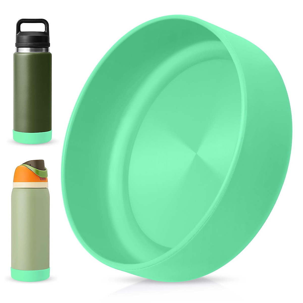 UBEEKOO Water Bottle Boot, Compatible with Owala, Yeti, for Stanley Water Bottle Accessories, Sleeve Cover for Owala FreeSip 32oz, Yeti 26oz,Anti-Slip Silicone for Stanley 36oz Accessory,LightGreen