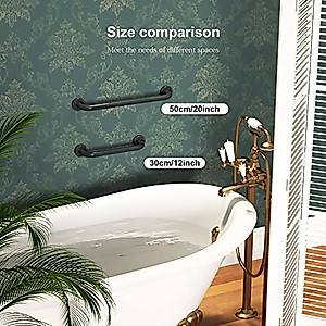 2 Pack 12 Inch Anti Slip Bronze Shower Grab Bar Oil Rubbed Black, ZUEXT Antique Brass Bathroom Grab Bar, Knurled Bath Balance Bar, Safety Handrail Support, Handicap Elderly Senior Assist Bath Handle