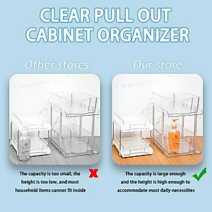 Yieach 2 Sets 9.7" Tall Under Sink Organizers And Storage,Multi-Purpose 2 Tier Under Bathroom Sink Organizer and Under Cabinet Storage,Clear Pull Out Medicine Cabinet Organizer With 8 Movable Dividers