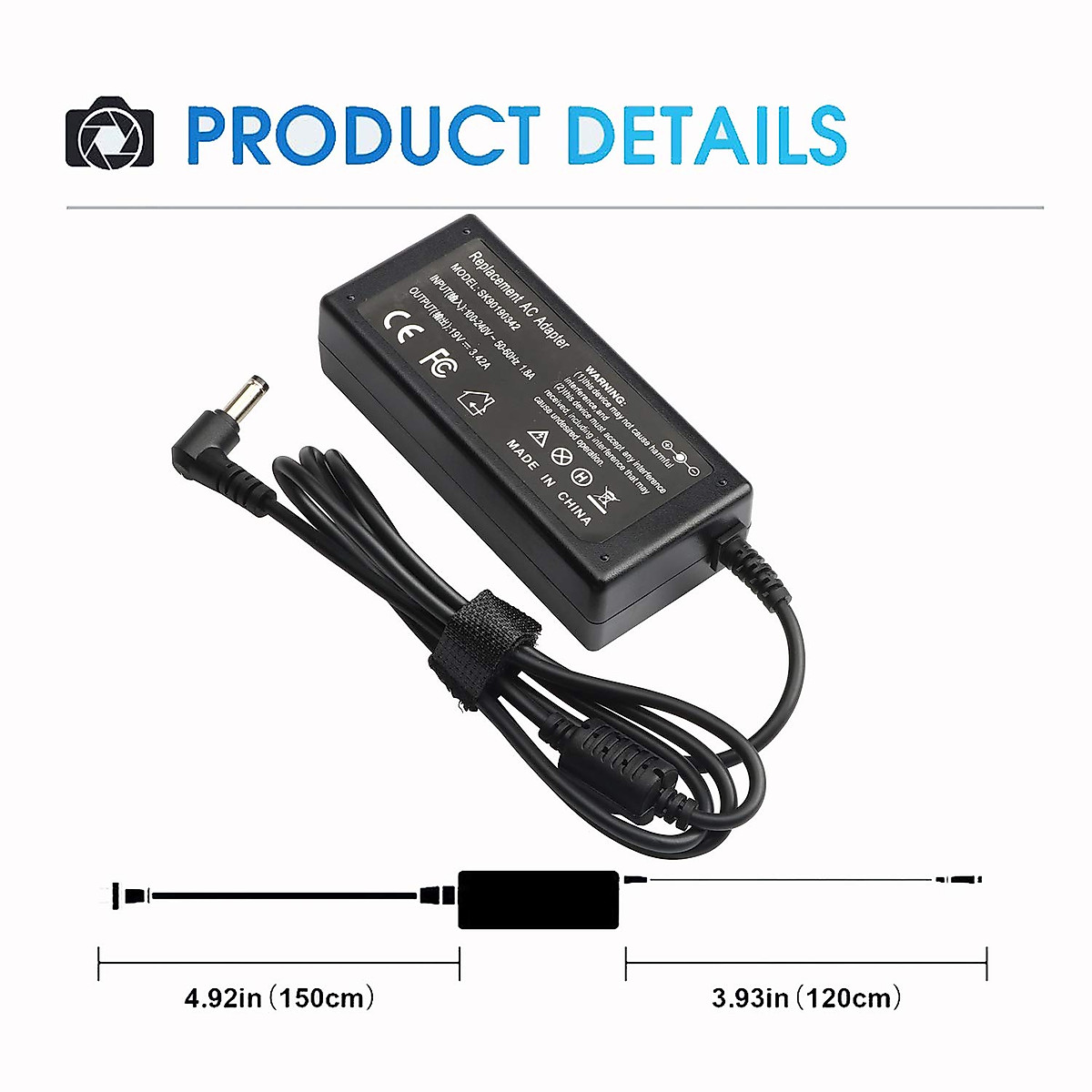 for HP Monitor Power Cord 20" 21.5" 23" 23.8" 25" 27"; 22cwa 25vx 22bw 23bw 23cw 24ea 24es 25bw 25es 25xw 27bw 27xi 27er HP Monitor Power Supply IPS LED Backlit Full HD Display