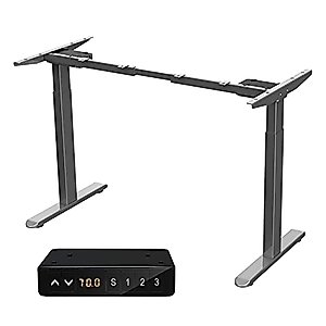 ERGOMORE Standing Desk Frame Dual Motor Height Adjustable Desk Frame Standing Desk Legs with Memory Preset & USB Port for Home and Office (Black)