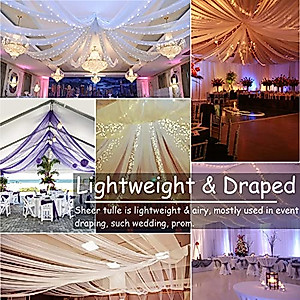 White Tulle Fabric Roll Spool Bolt (54 Inch by 40 Yards) Large Tulle Wedding Party Decoration, Tutu Skirt, Table Runner, Gift Wrapping, Bridal Shower, Soft & Drape (White)