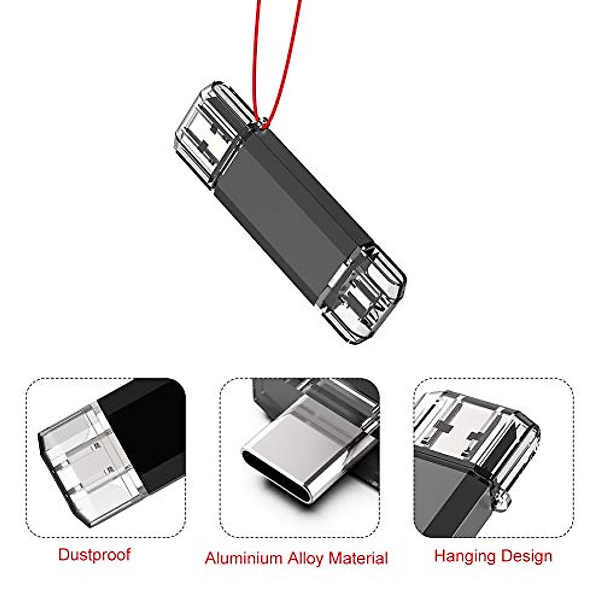 Vansuny 64GB Flash Drive 2 in 1 OTG USB 3.0 + USB C Memory Stick with Keychain Dual Type C USB Thumb Drive Photo Stick Jump Drive for Android Smartphones, Computers, MacBook, Tablets, PC
