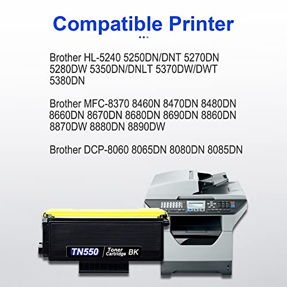 TN550 3PK ALUMUINK Replacement for Brother HL-5240 5250DN/DNT 5350DN/DNLT 5370DW/DWT 5280DW 5380DN MFC-8370 Printer, 3-Pack [4,000 Pages]