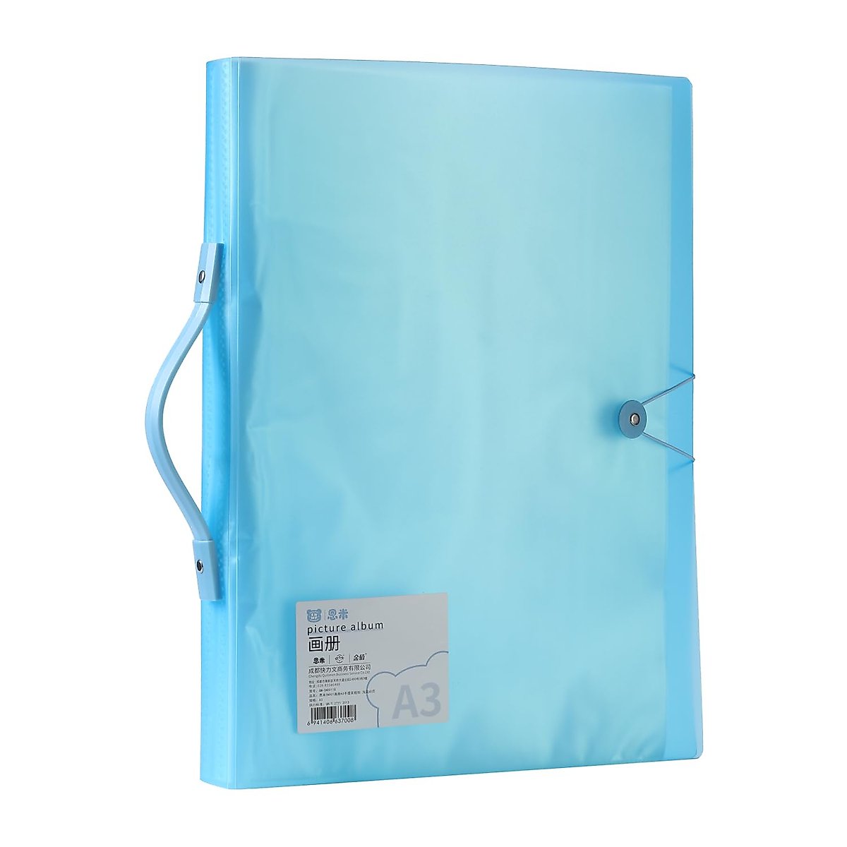 Shulaner Art Portfolio Folder with Handle and Clear Sleeves 60 Pockets Display 120 Pages Plastic Painting Presentation Storage Book for Artwork Files Document A3 Size 17 x 13 inch Blue