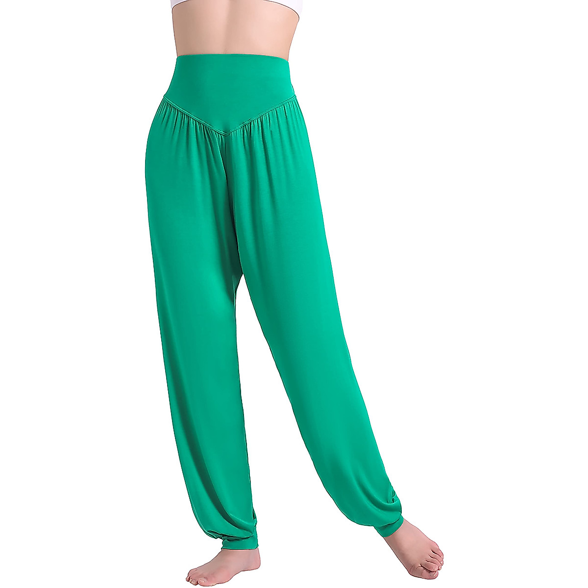 Hoerev Green Super Soft Modal Spandex Harem Yoga Pilates Pants