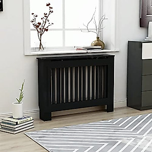vidaXL Radiator Cover Black 44.1"x7.5"x31.9" MDF