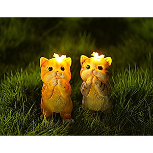 Pohabery Garden Outdoor Decor Cat Statue with Solar Butterfly Light Cat Garden Decor Solar Cat Yard Decor for Patio, Balcony, Yard, Lawn Ornament