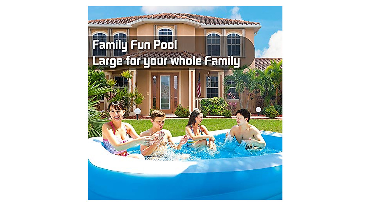 Inflatable Family Pool - Easy Setup 120x72x22 for Kids & Adults