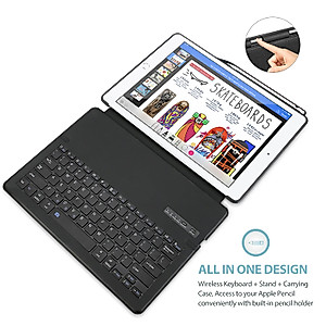 ProCase Keyboard Case for iPad Pro 12.9" 2017/2015 Old Model with Built-in Apple Pencil Holder, Slim Lightweight Cover Folio Stand Smart Cover with Keyboard for Apple iPad Pro 12.9 inch –Black