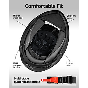 YEMA Motorcycle Full Face Helmet DOT Approved Helmet YM-829 Motorbike Moped Street Bike Racing Casco Moto Helmet with Sun Visor for Adult,Youth Men and Women - Matte Black,M