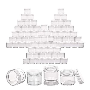 100 Count Clear Plastic Sample Containers 20g Empty Jars Cosmetic Containers with Lids Leak Proof Lip Balm Containers
