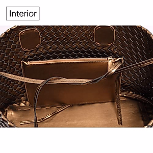 Weayouth Woven Bag Shopper Bag Travel Handbags and Purses Women Tote Bag Large Capacity Shoulder Fashion Bags 2022 (Bronze)