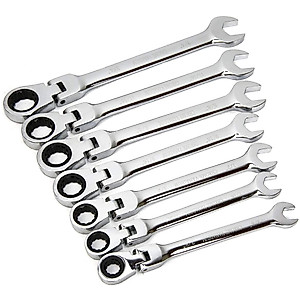 XtremepowerUS 7-Piece Flex-Head Ratcheting Combination Wrench Set, Wrenches with 72-Tooth, SAE 3/8" To 3/4" Set