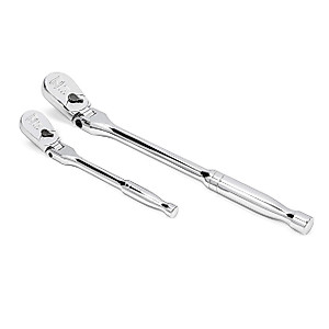 GEARWRENCH 2 Piece 1/4", 3/8" Drive 84 Tooth Full Polish Flex Head Teardrop Ratchet Set - 81216A-07