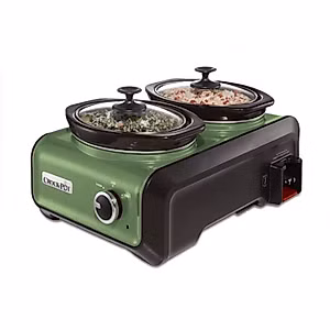Crock-Pot SCCPMD1-GR Hook Up Double Oval Connectable Entertaining System, 1-Quart, Metallic Sage