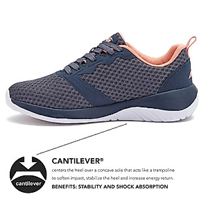 Avia Coast 2.0 Lightweight Memory Foam Walking Sneakers for Women - Black, Olive Green, or Blue - Blue Grey, 6 Medium