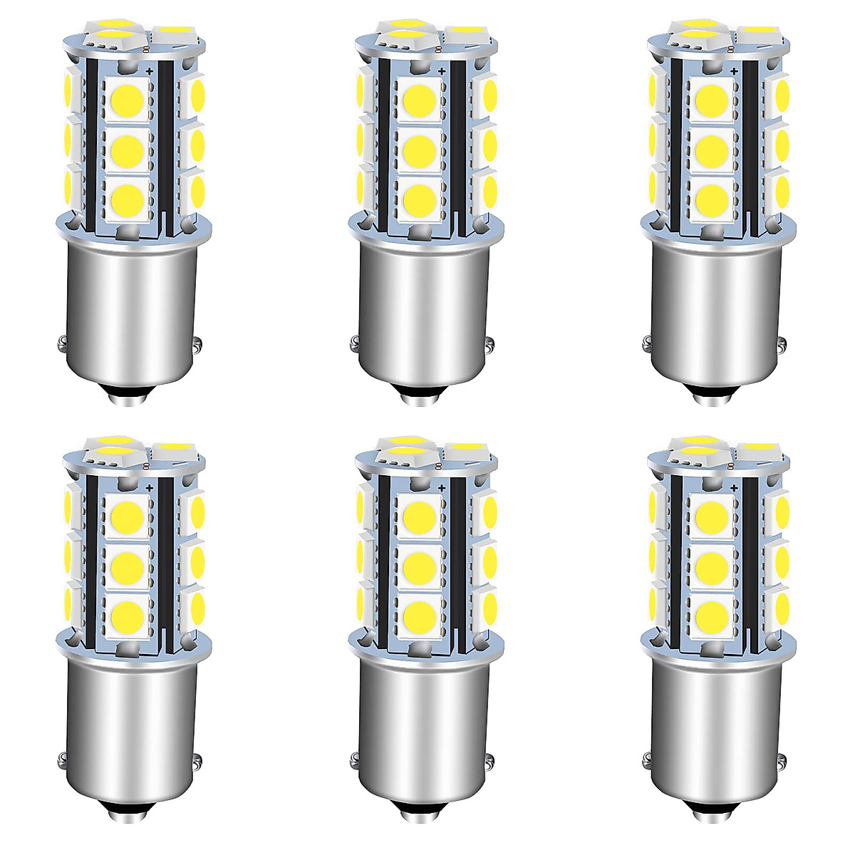 UNXMRFF 1156 LED Bulb White Super Bright 1073 1003 BA15S 7506 1141 LED Bulbs 5050 18-SMD Replacement for 12V RV Interior Ceiling Dome Light/Travel Trailer/Boat Indoor/Camper Light Bulbs (Pack of 6)